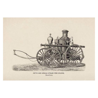 Fifth Size Single Steam Fire Engine: Hand Draft, 20" x 30 ...