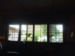 Need ideas to block light in early morning for this window