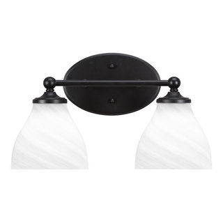Capri 2-Light Bath Bar, Matte Black/White Marble - Transitional ...