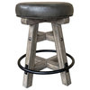 Home Square 18" Round Dining Wood Swivel Counter Stool in Brown - Set ...