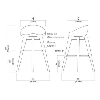 29 Bali Swivel Bar Stool, Natural, 29 - Natural - Midcentury - Bar ...