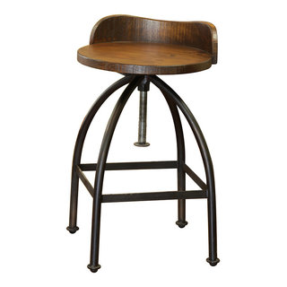 Ashland Low-Back Adjustable Height Bar Stool - Industrial - Bar Stools ...