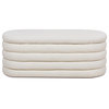 Fuji 49" Upholstered Oval Storage Bench, Ivory White Boucle ...