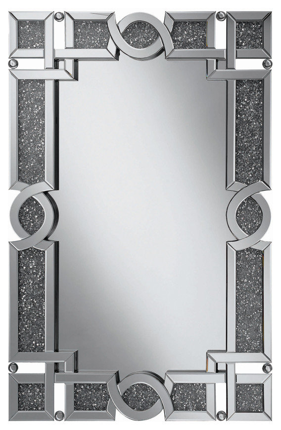 Jackie Interlocking Wall Mirror With Iridescent Panels and Beads Silver ...