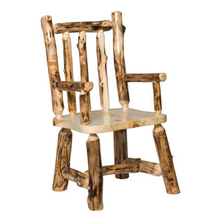 Rustic Aspen Log Dining Chair With Arms, Set of 2 - Rustic - Dining ...