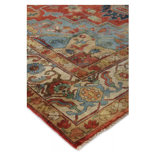 Antique Weave Serapi Hand-Knotted Wool Rust/Blue Area Rug, 10'x14 ...