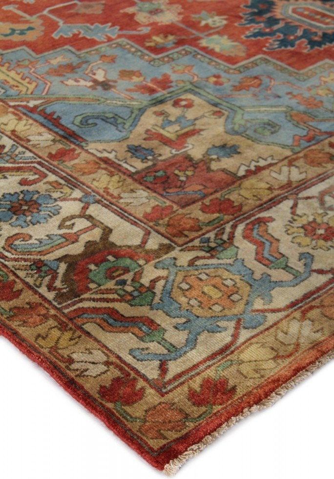 Antique Weave Serapi Hand-Knotted Wool Rust/Blue Area Rug, 10'x14 ...