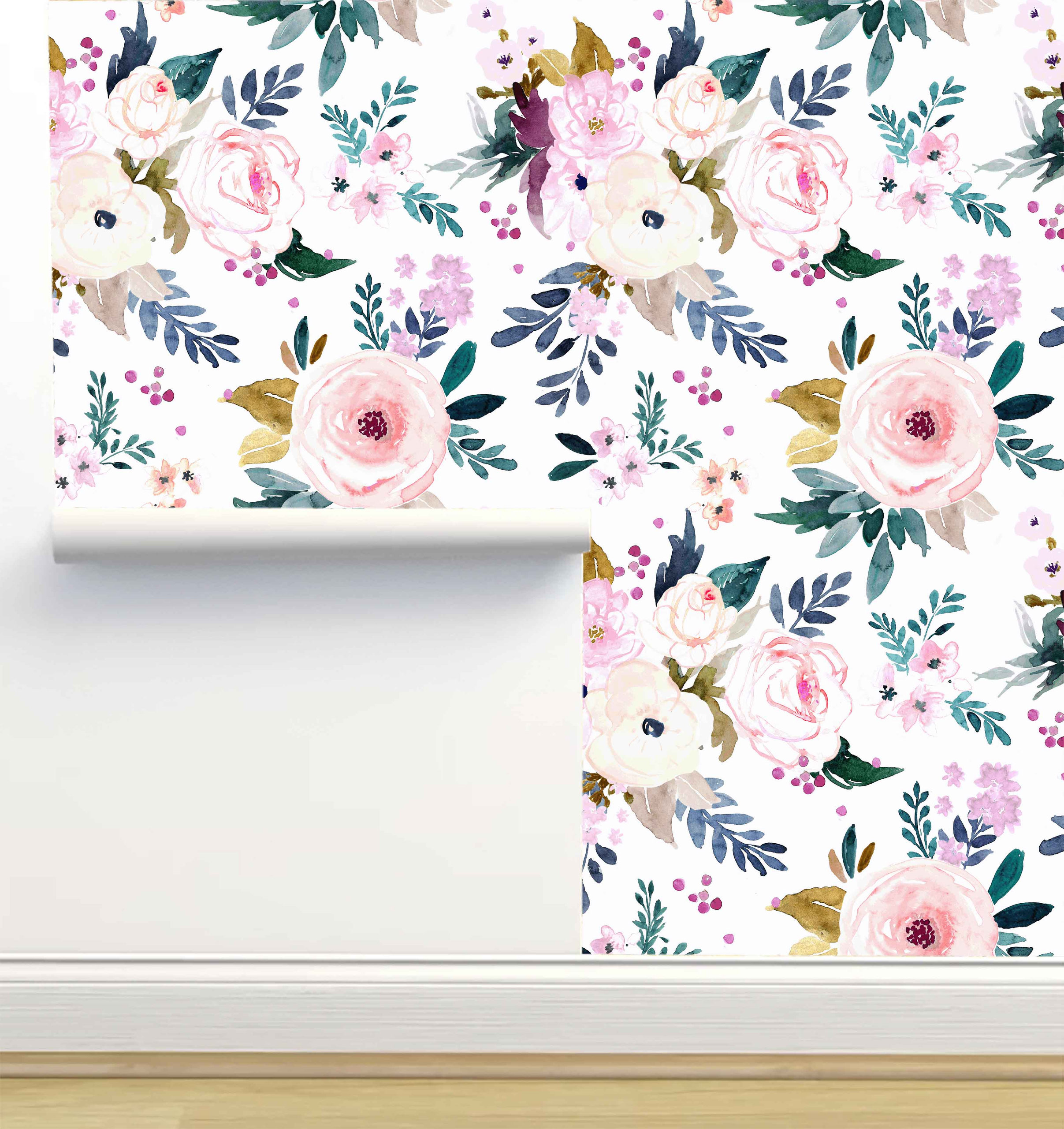 Harper Floral Wallpaper, Sample 12"x8" - Contemporary - Wallpaper - by ...