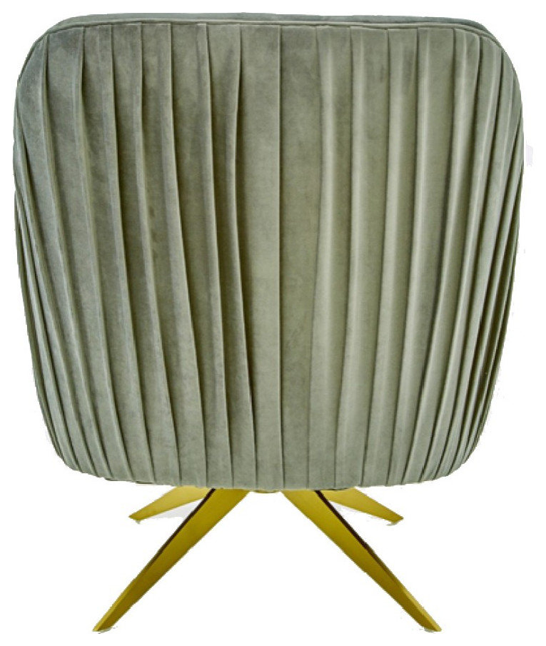 Fabric Upholstered Swivel Lounge Chair with Pleated Back and Arms, Gray ...