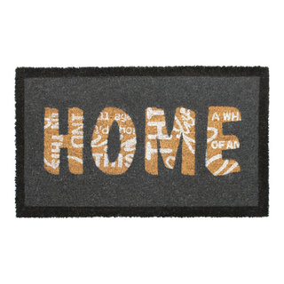 White Machine Tufted Scripty Home Doormat, 18" x 30", 18" x 30 ...