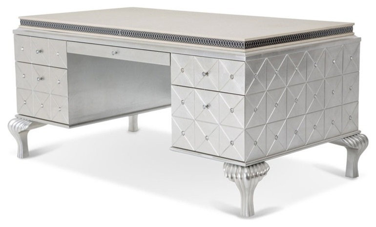 AICO Michael Amini Hollywood Swank Pearl Caviar Desk - Traditional ...