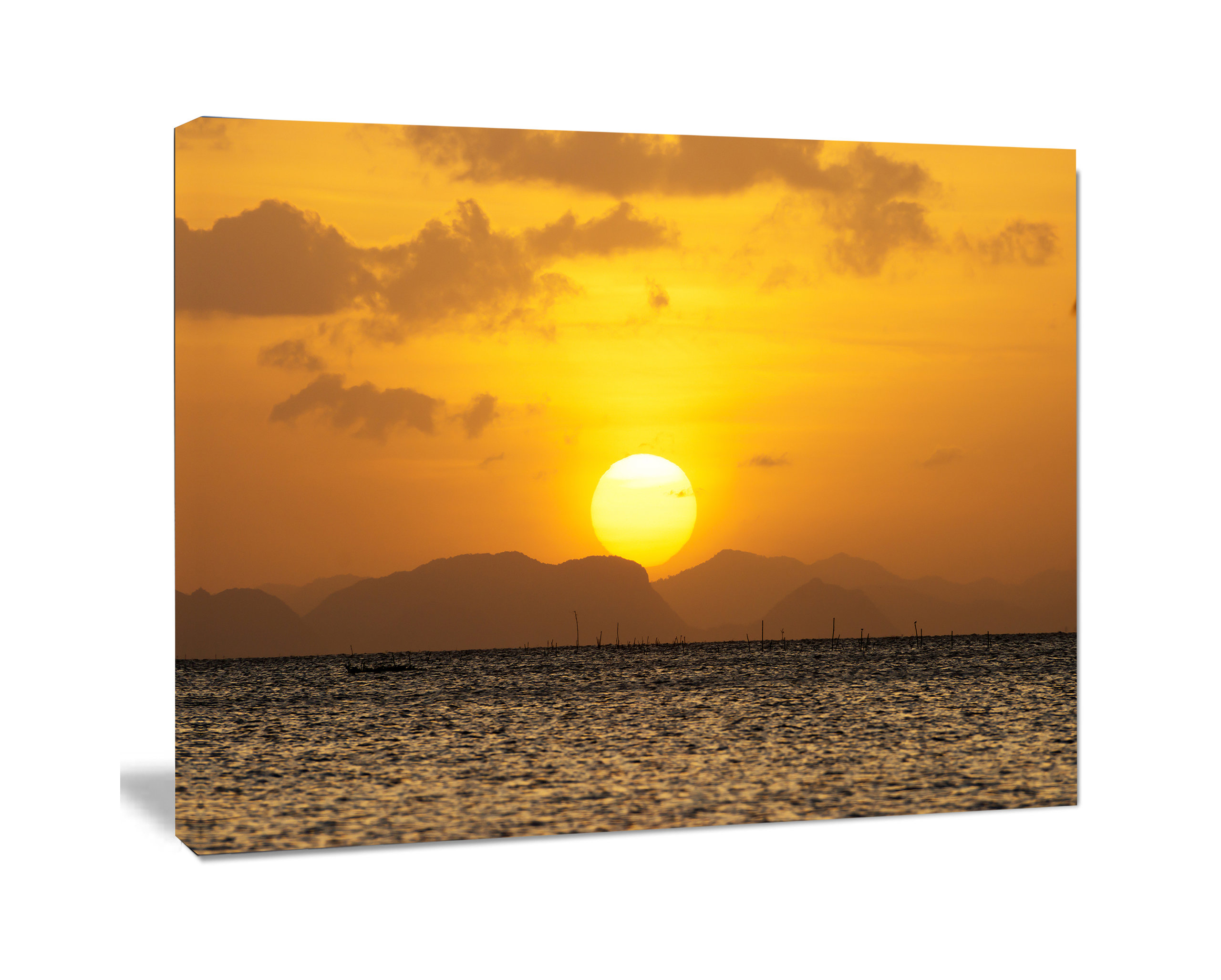 Yellow Sunset and Brown Ocean, Seashore Canvas Art Print, 60"x28 ...