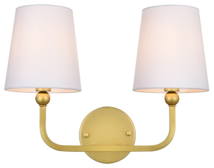 Colson Two Light Bath Sconce, Brass And Clear - Transitional - Bathroom ...