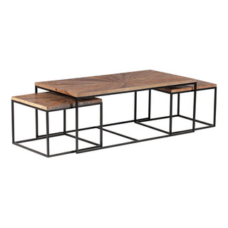 Avery Industrial Style Sunburst 3 Piece Nesting Cocktail Table ...