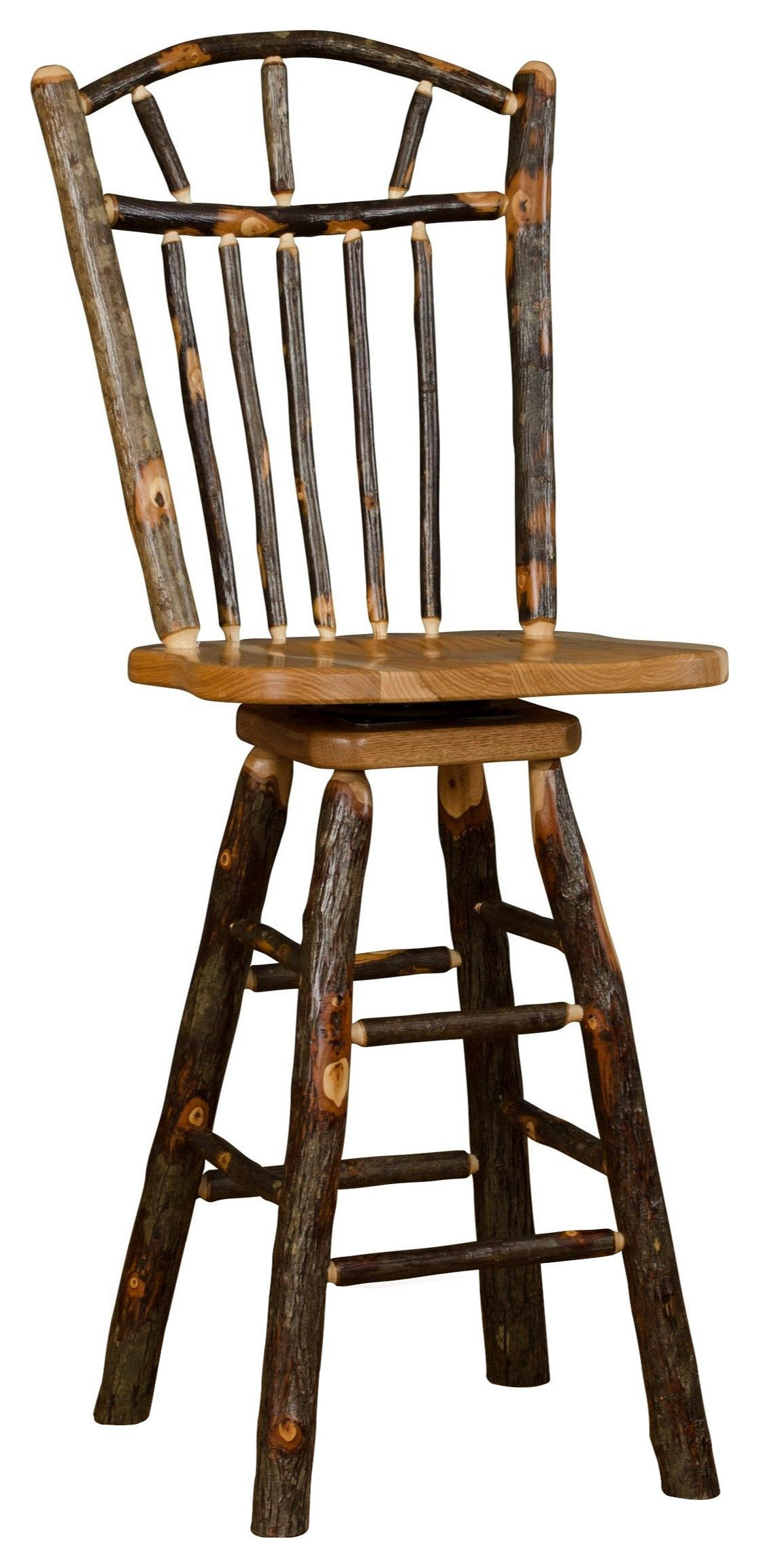 Hickory Log Wagon Wheel Swivel Barstool, 30 Inch - Rustic - Bar Stools ...