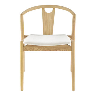 Blanche Side Chair With White Fabric Seat and Natural Frame Set of 2 ...