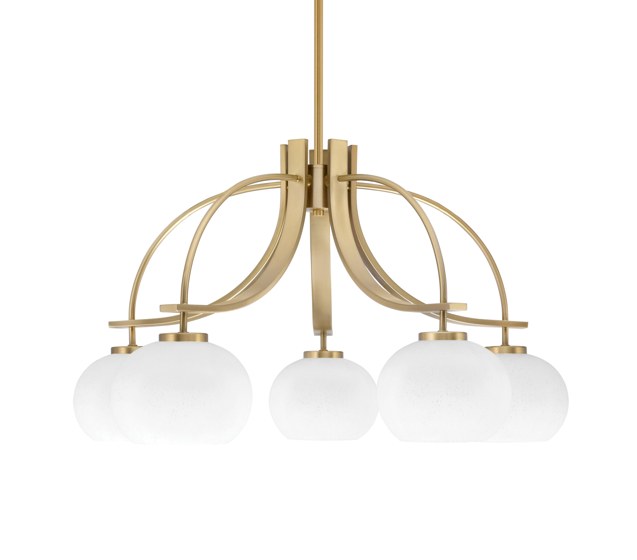 Cavella 5 Light, Downlight Chandelier, New Age Brass Finish, 7" White ...
