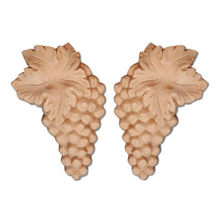 Grape Clusters Wood Carvings, Maple, 2-Piece Set - Farmhouse - Onlays ...