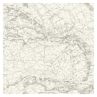 Charts Black Nautical Chart Wallpaper, Swatch - Contemporary ...