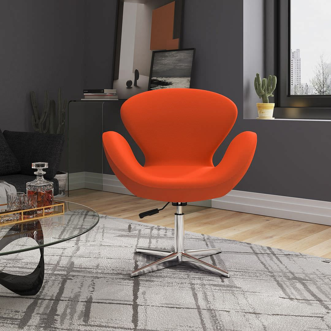 Raspberry Adjustable Swivel Chair, Orange and Polished Chrome ...