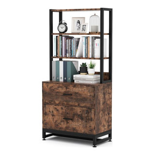 Tribesigns Versatile File Cabine with Bookshelf, Tall Filing Cabinet ...