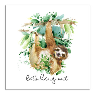 Let's Hang Out Sloth Wall Art, 24x24 - Contemporary - Prints And ...
