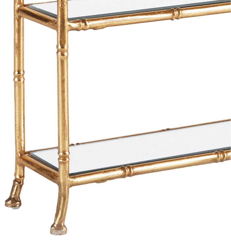 Luxe 2 Tier Gold Asian Style Curio Shelf Metal Bamboo Pagoda Tabletop ...