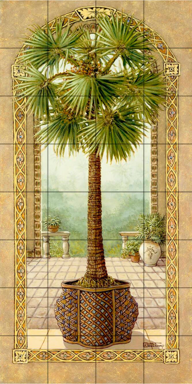 Tile Mural Kitchen Backsplash - Palm Tree in Basket II-JK - by Janet ...