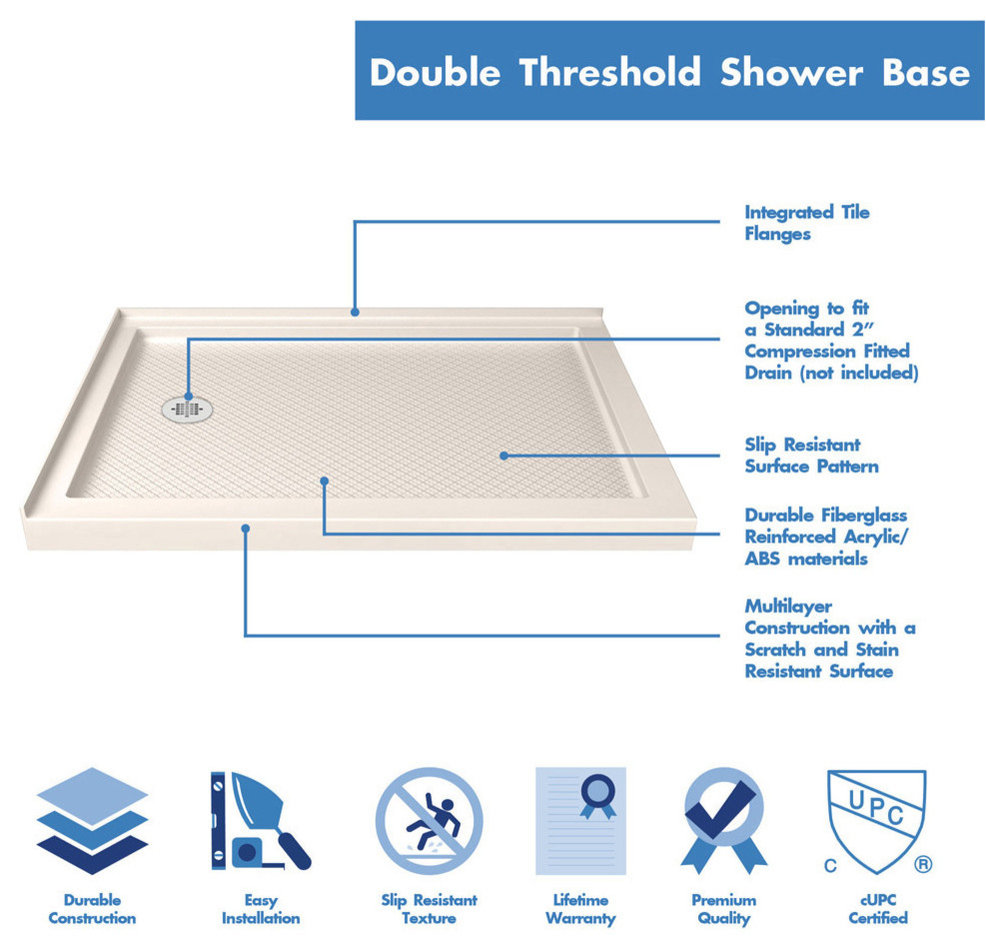Dreamline Slimline 36"x48" Threshold Shower Base, Biscuit Color ...
