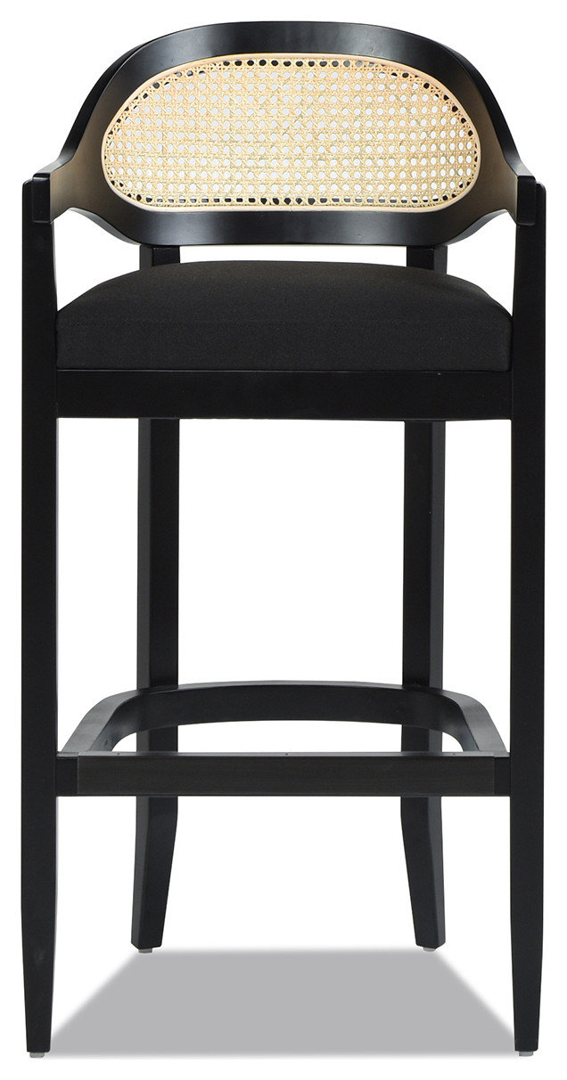 Americana Mid-Century Modern Rattan Cane Back Stool, 30.5" Bar Height ...