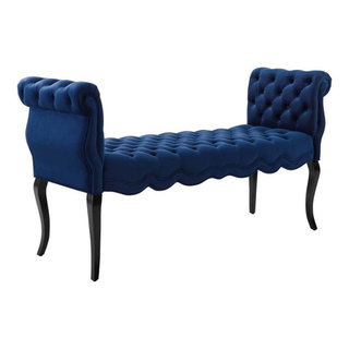 Modway Adelia Chesterfield Style Button Tufted Velvet Bench in Light ...