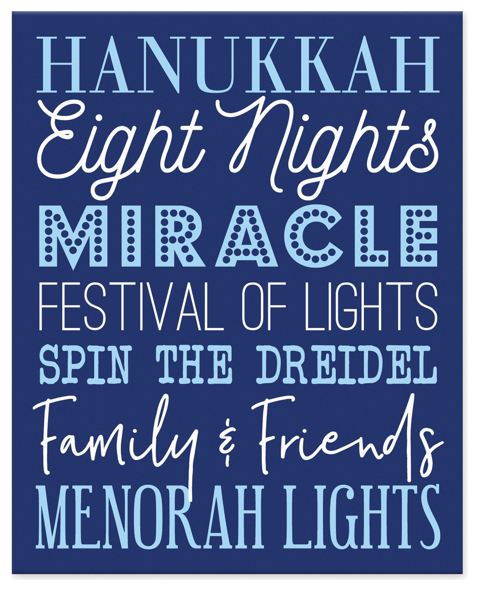Hanukkah Words 8"x10" Easelback Canvas - Contemporary - Prints And ...