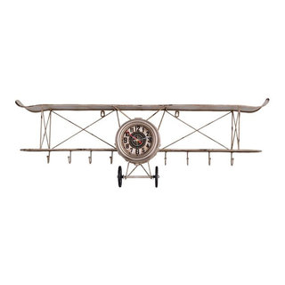 Utopia Alley Biplane Wall Clock, Distressed Antiqued Vintage Finish ...