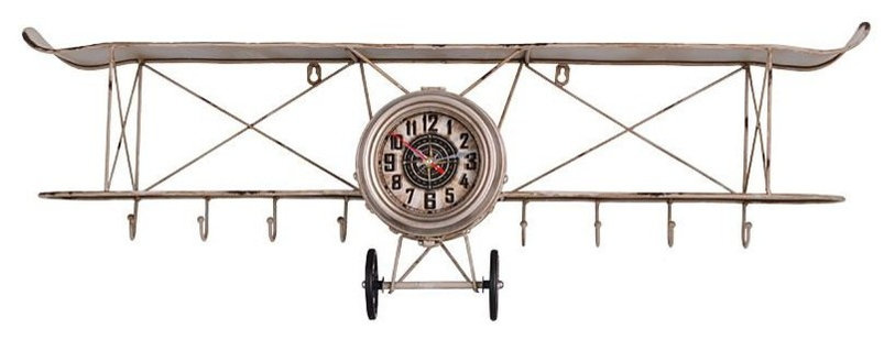 Utopia Alley Biplane Wall Clock, Distressed Antiqued Vintage Finish ...