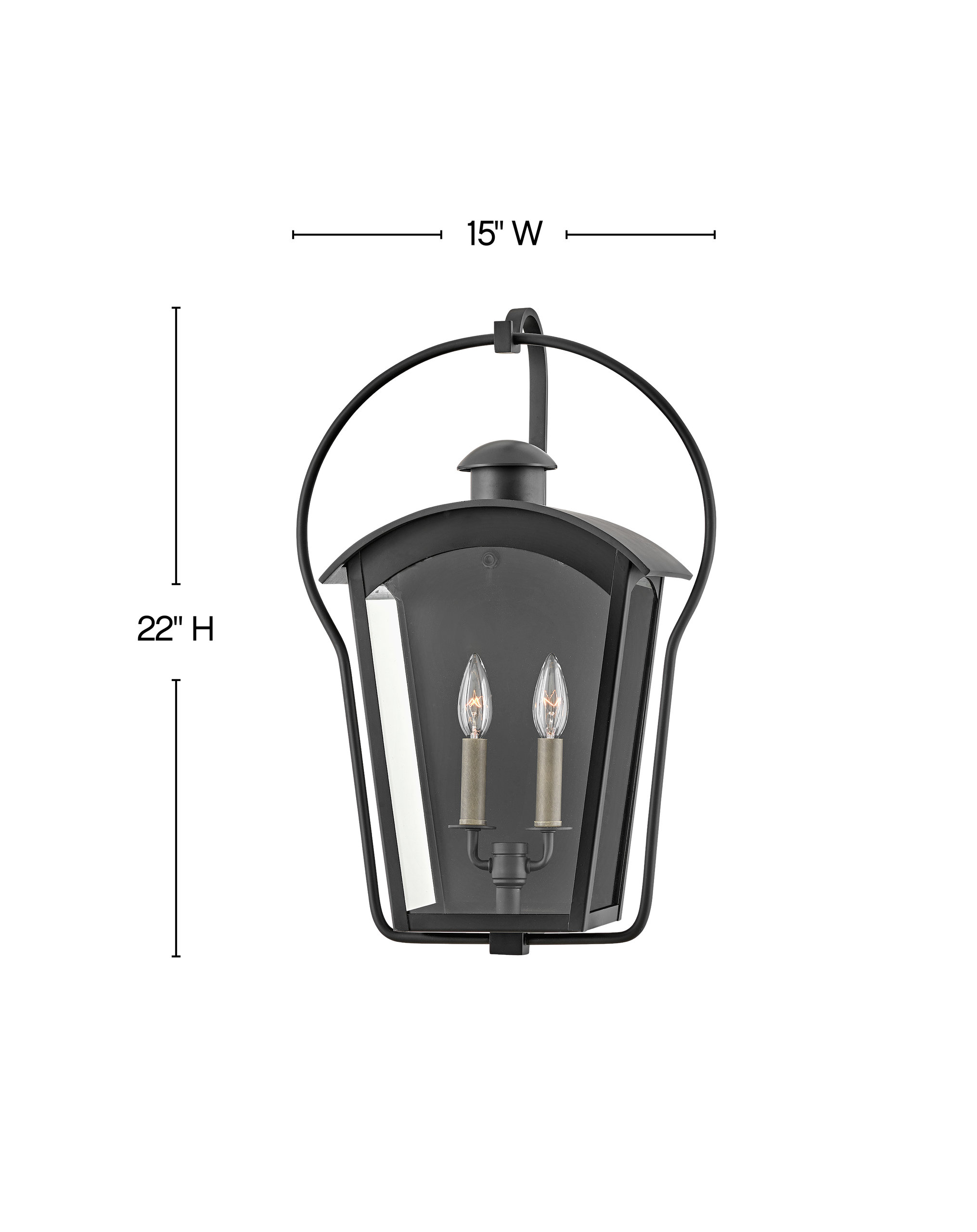Hinkley Yale Large Wall Mount Lantern, Black, 15" - Transitional ...