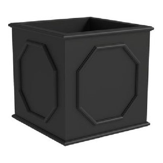 Sprout Series Cubic Fiber Stone Planter in Black 8 Cube - Contemporary ...