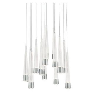 dweLED Quill 3-Light Round Multi LED Pendant 27-30-35-40K, Chrome, PD ...