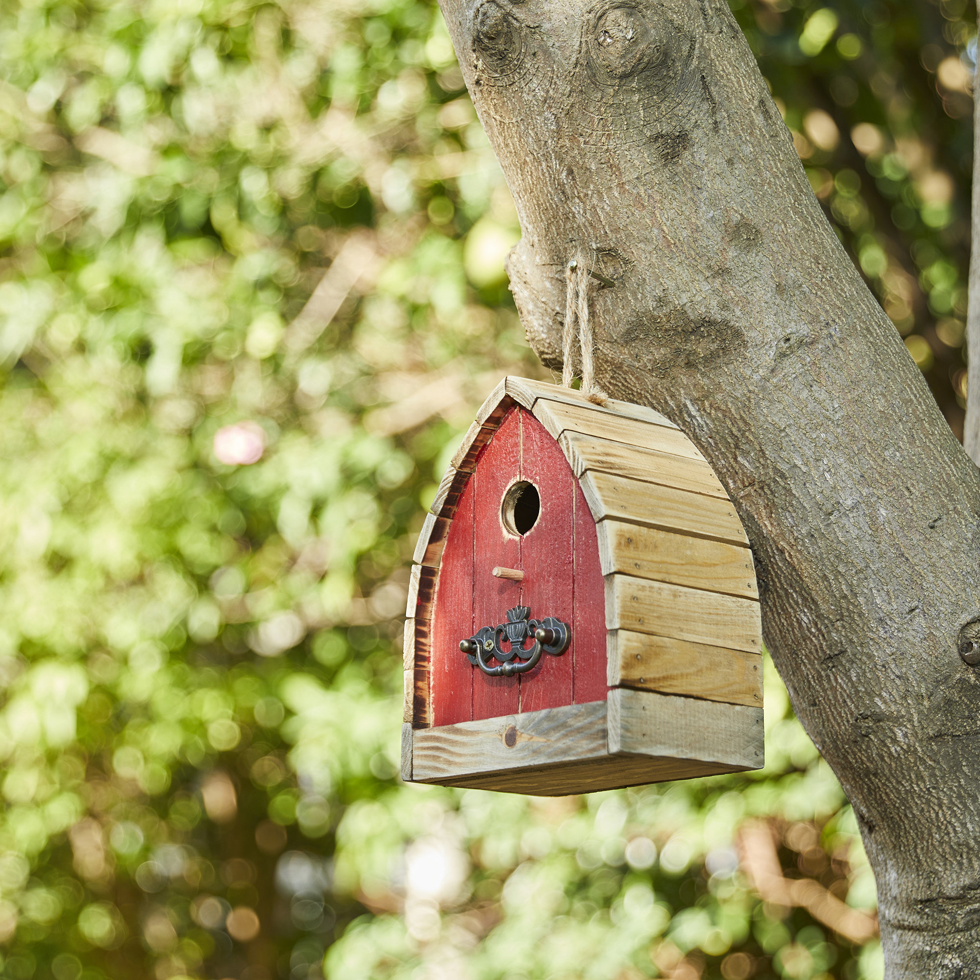 Washed Red Distressed Solid Wood Birdhouse - Farmhouse - Birdhouses ...