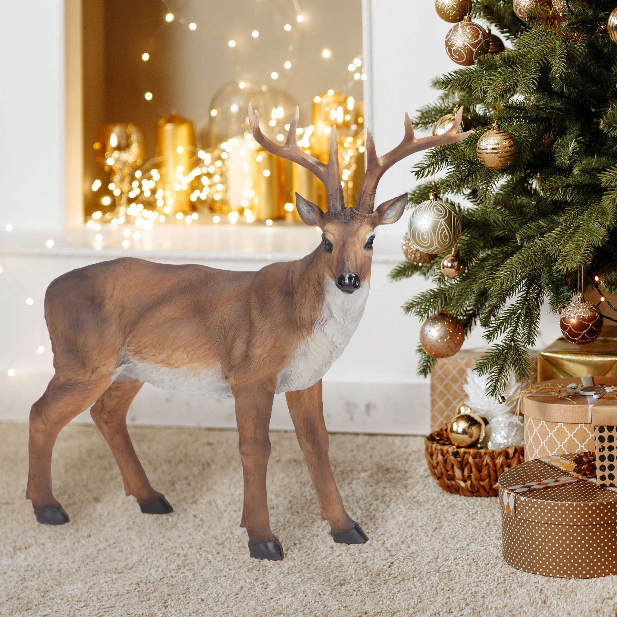 Big Rack Buck Deer Statue - Rustic - Garden Statues And Yard Art - by ...