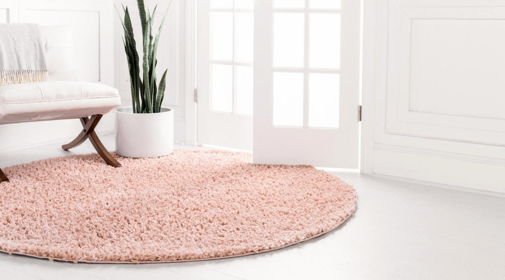 Rug Unique Loom Davos Shag Dusty Rose Round 3' 3 x 3' 3 - Contemporary ...