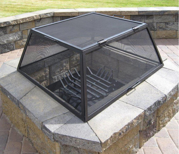 Master Flame Fire Pit Screen, Hinged Access, Stainless Steel, 53"x53 ...