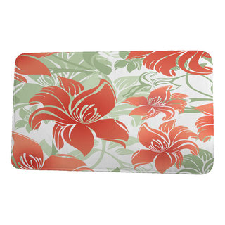 Tropical Resort Tree Mallow Floral Print Bath Mat, 17"x24 ...