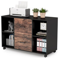 Tribesigns 2 Drawer File Cabinet,Mobile Filing Cabinet for Letter Size - Rustic - Filing ...