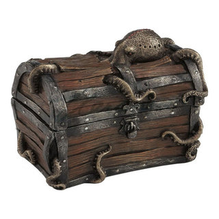 Octopus Cracked Treasure Chest Trinket Box - Figurine by Veronese ...