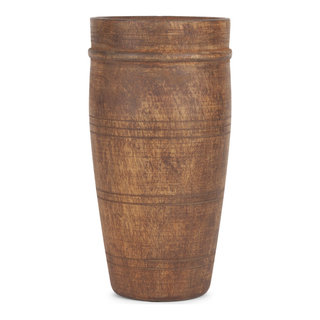 Porta Large Medium Brown Reclaimed Wooden Pot - Rustic - Indoor Pots ...