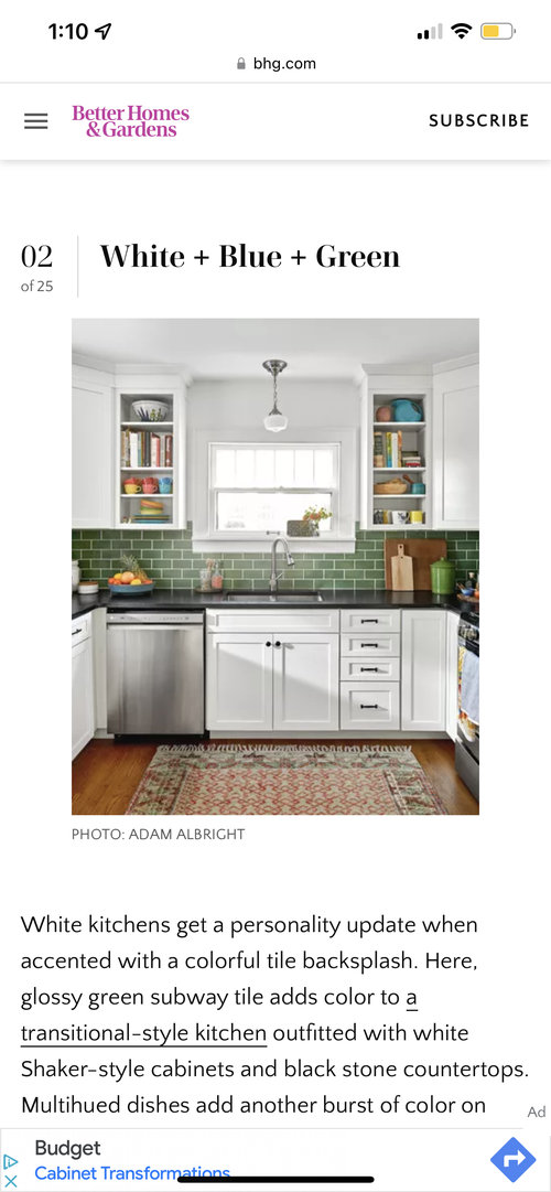 White kitchen cabinets with ugly tan tile floor?