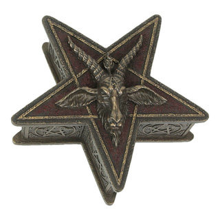Sigil Of Baphomet Pentagram Shaped Bronze Finish Resin Trinket Box ...