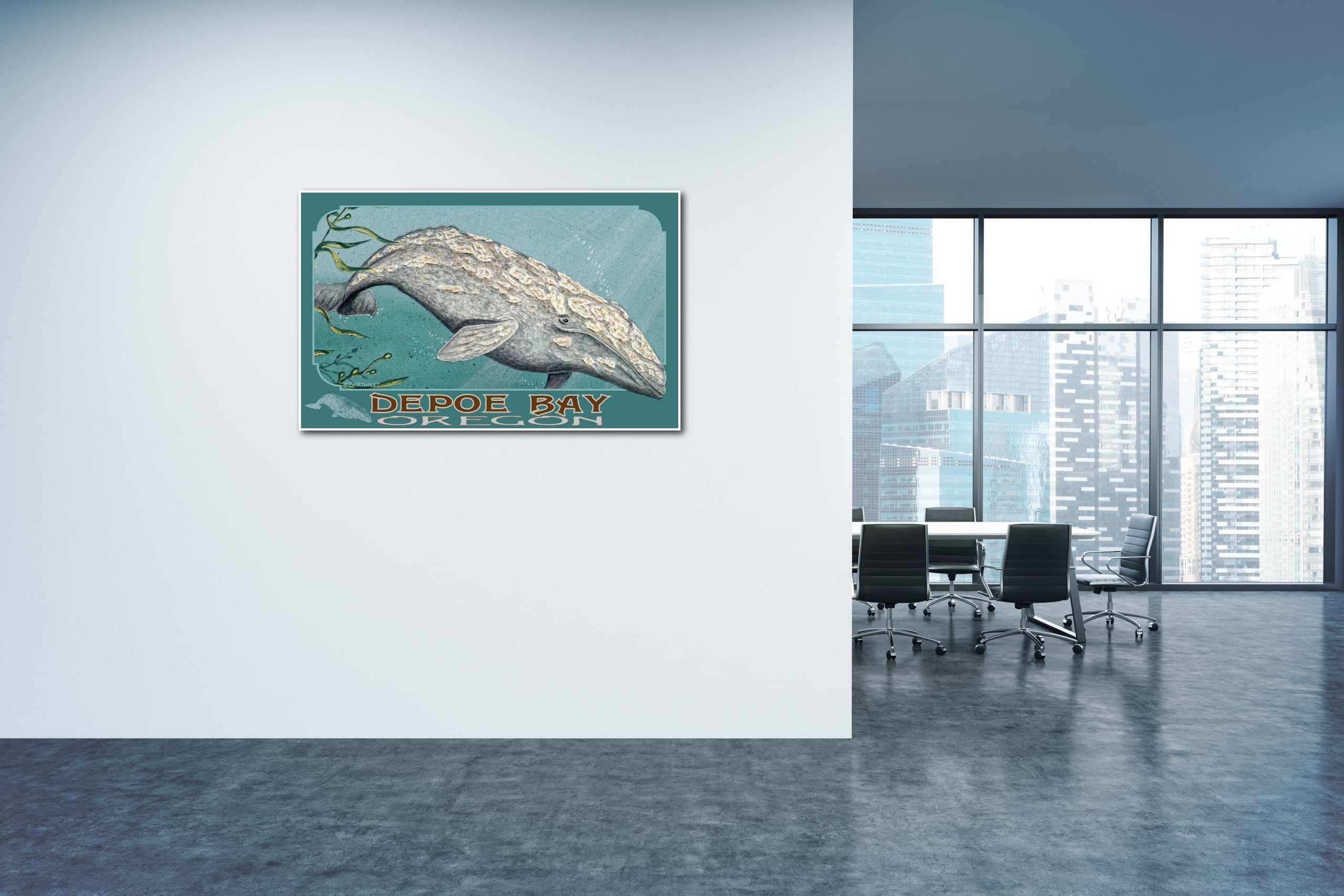 by Artist Dave Bartholet Depoe Bay Oregon Whale Art Print, 30"x45 ...