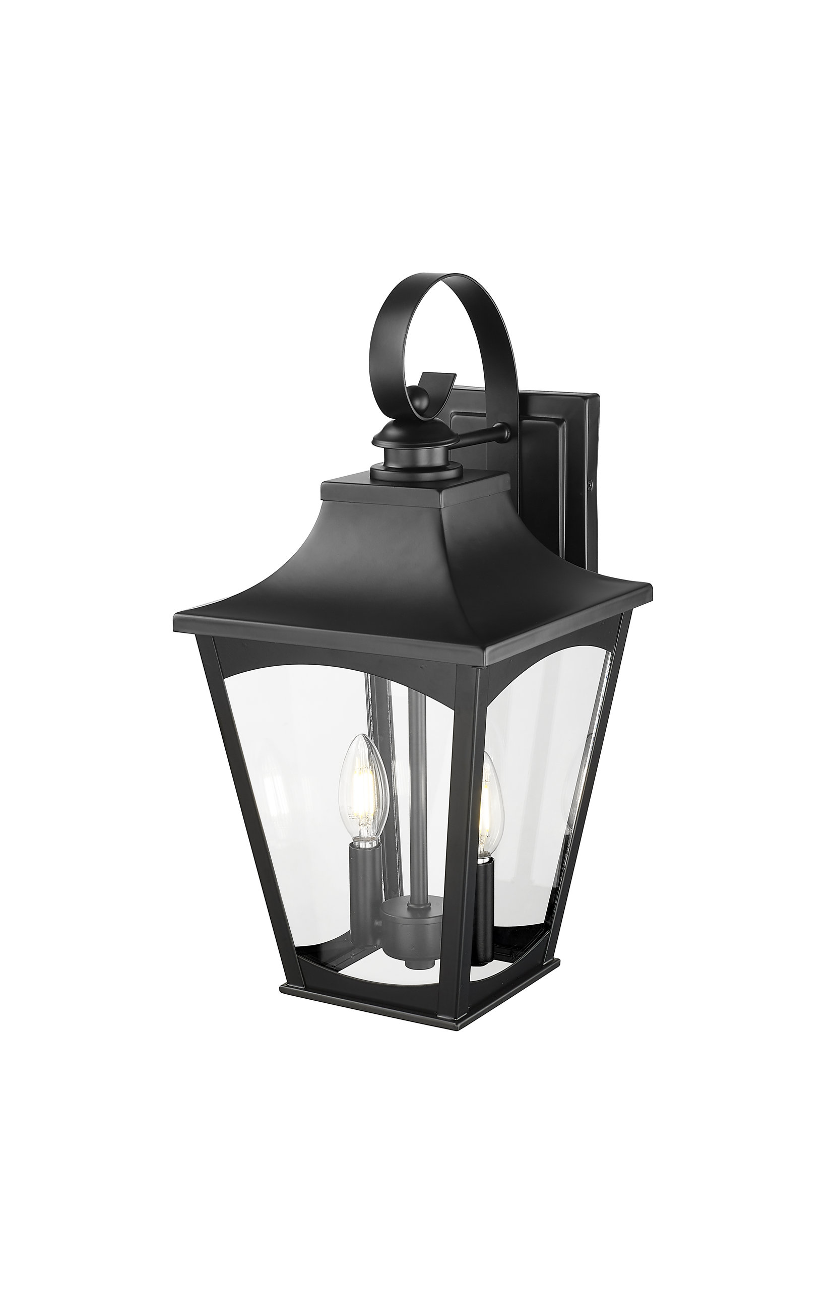 2 Light 9 in. Powder Coated Black Outdoor - Traditional - Outdoor Wall ...