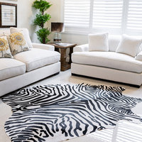 Zebra Print Black Stripes on Off White - Animal Print Cowhide Rug ...